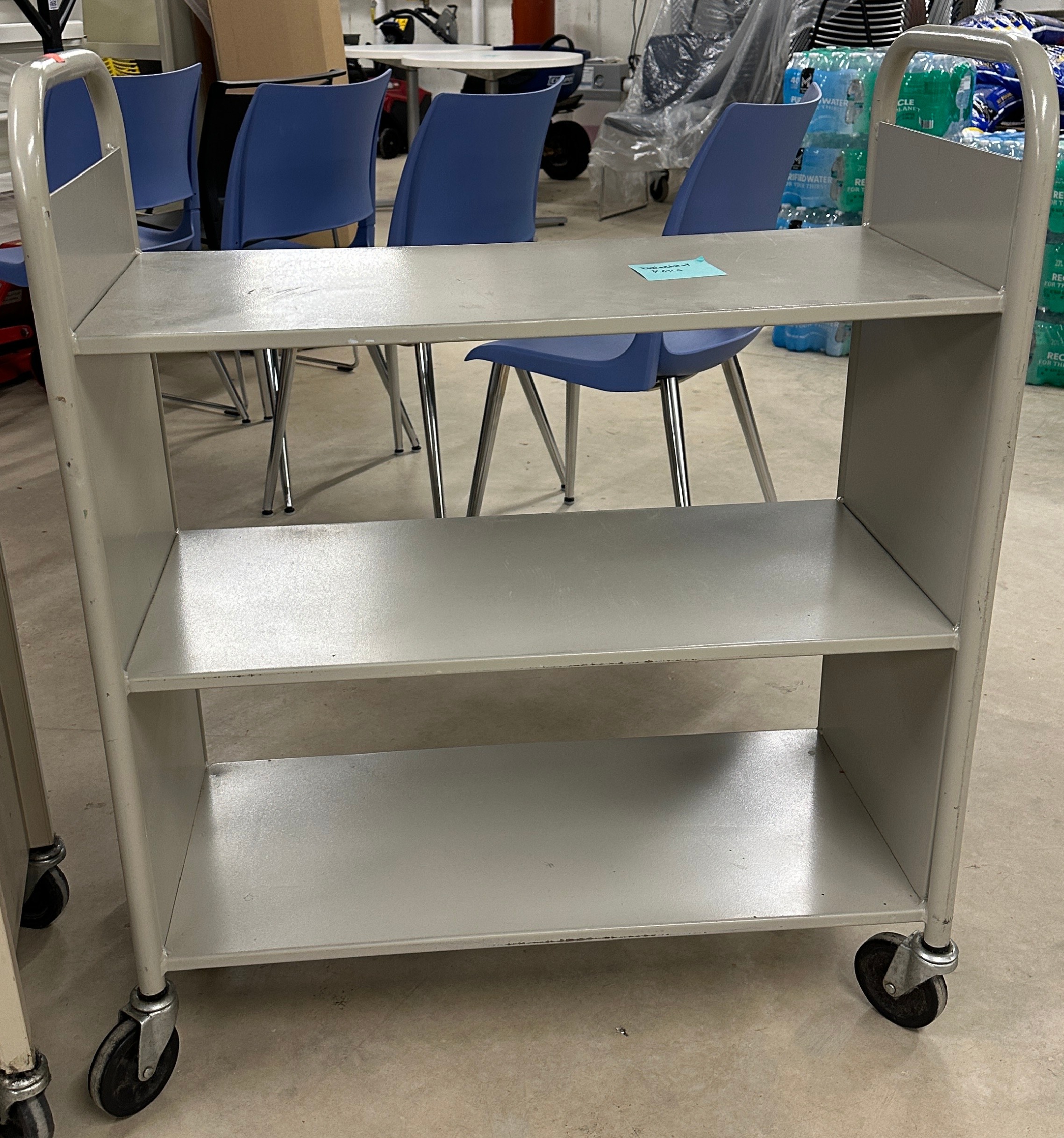 Greige Flat Shelf Book Truck | Reaching Across Illinois Library System